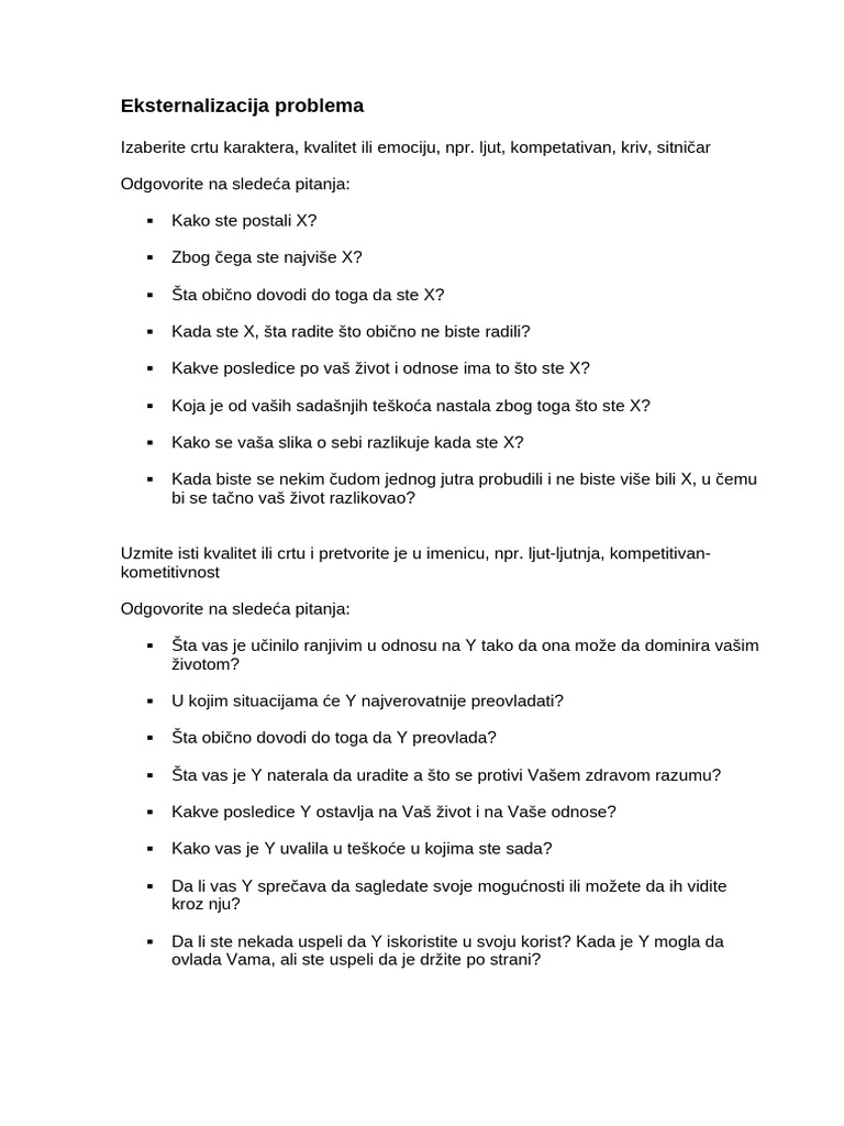 Vezba Eksternalizacija | PDF