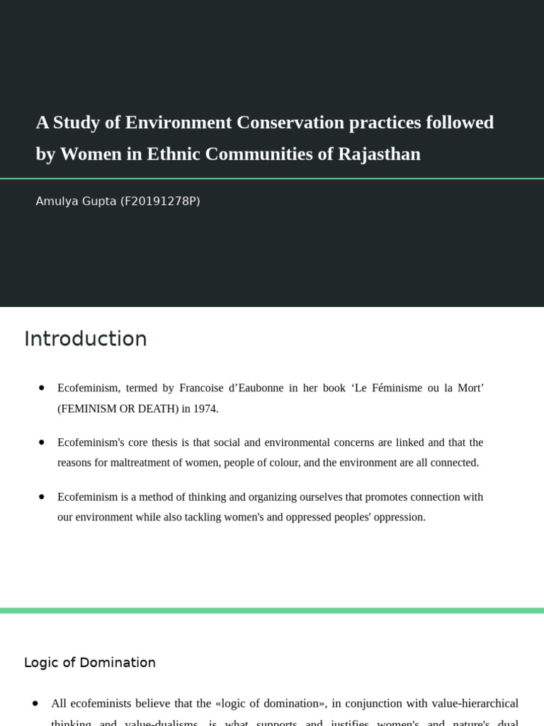 A Study of Environment Conservation Practices Followed by Women in Ethnic Communities of ...