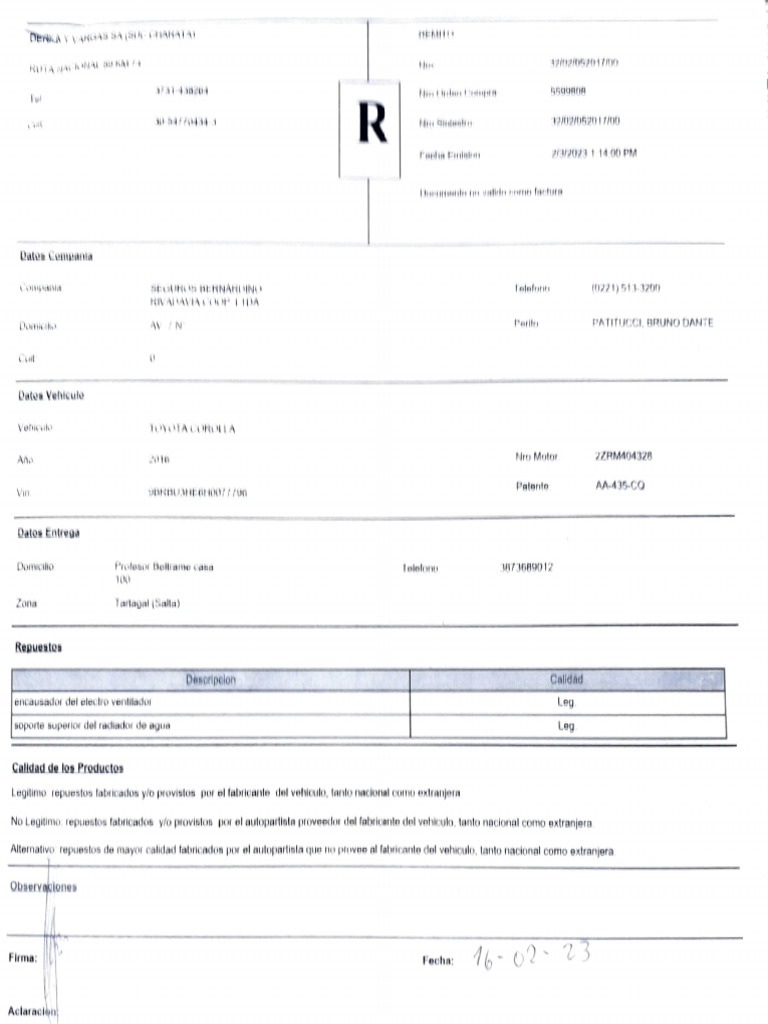 Remito Aa 435 CQ | PDF