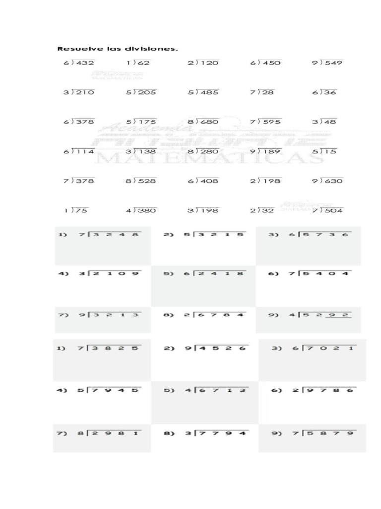 crucigrama de divisiones | PDF