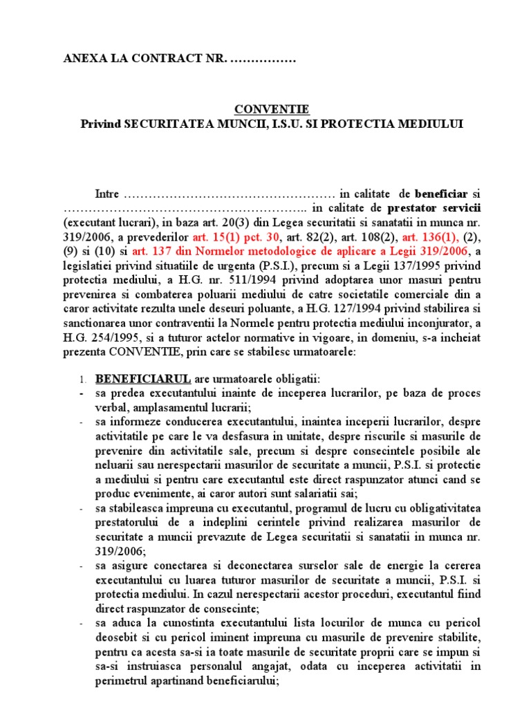 Anexa La Contract Nr.