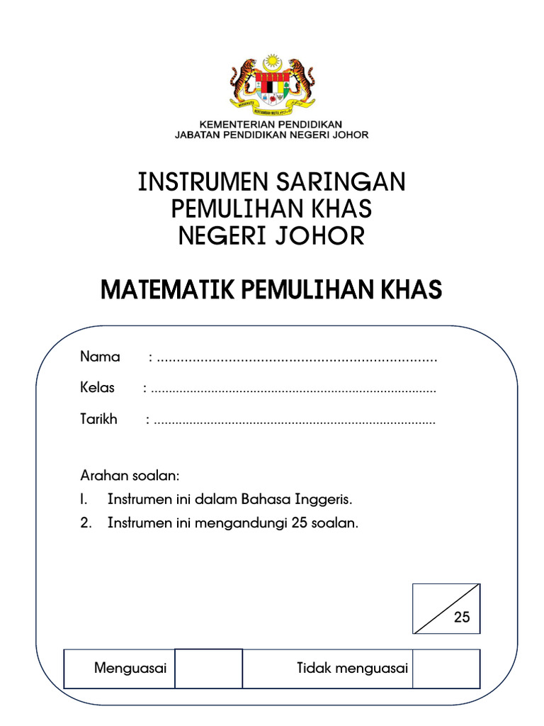 (DLP) Item Instrumen Pemulihan Khas Matematik | PDF