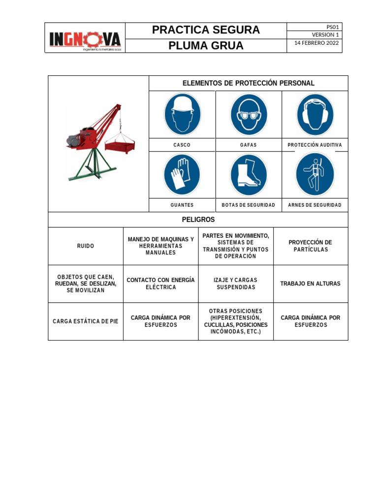 PS01 Practica Segura Pluma Grua | PDF