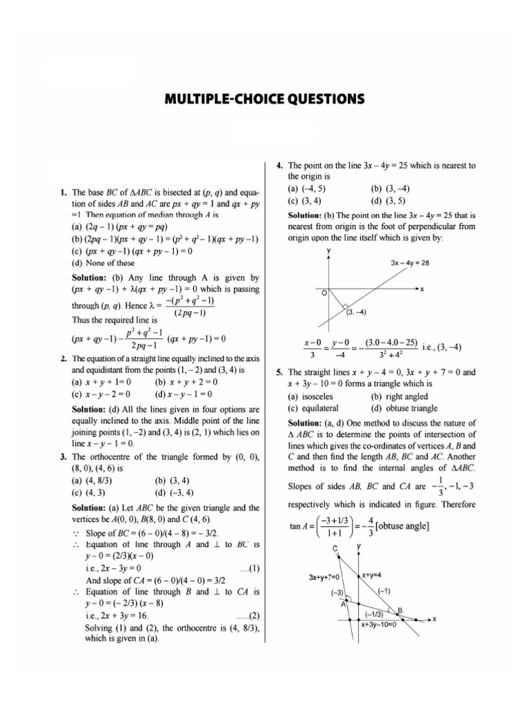 Solutions To Straight Line Practice - Panini426-G1 | PDF