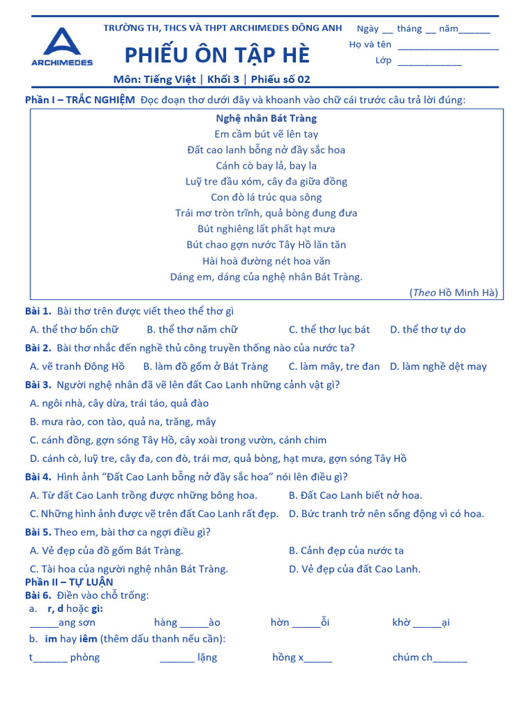 Adas - p - tiếng Việt 3 - pht Hè 2024 Số 02. Hsđb | PDF