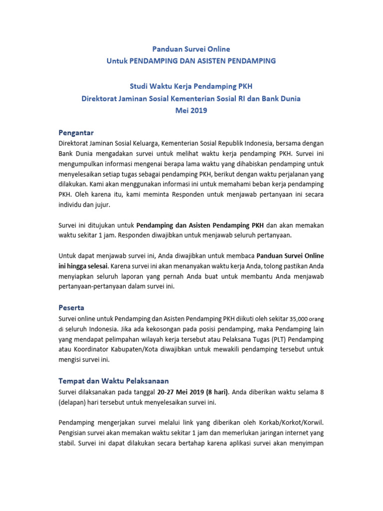 FINAL Panduan Survei WLA - Pendamping | PDF