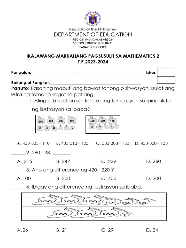 MATH2 2nd QUARTER PERIODICAL EXAM EDITED | PDF