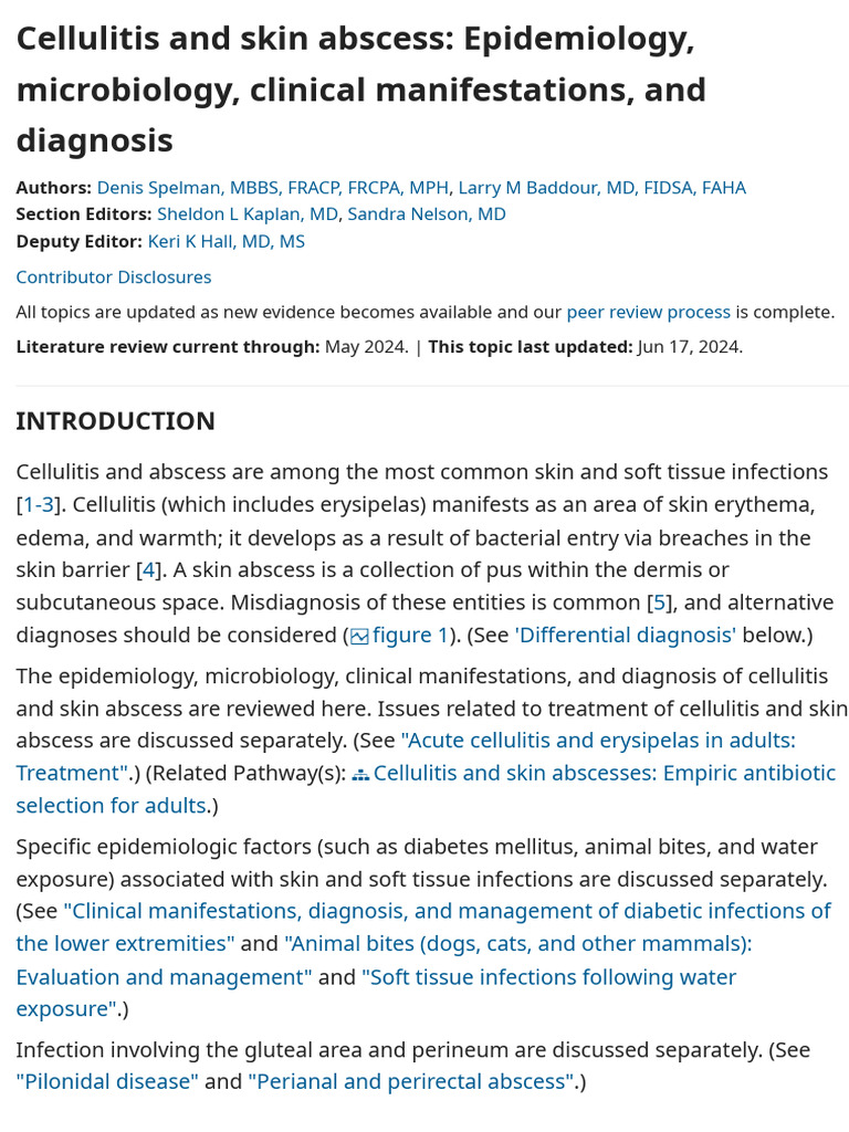 UpToDate Cellulitis and Skin Abscess - Epidemiology, Microbiology ...