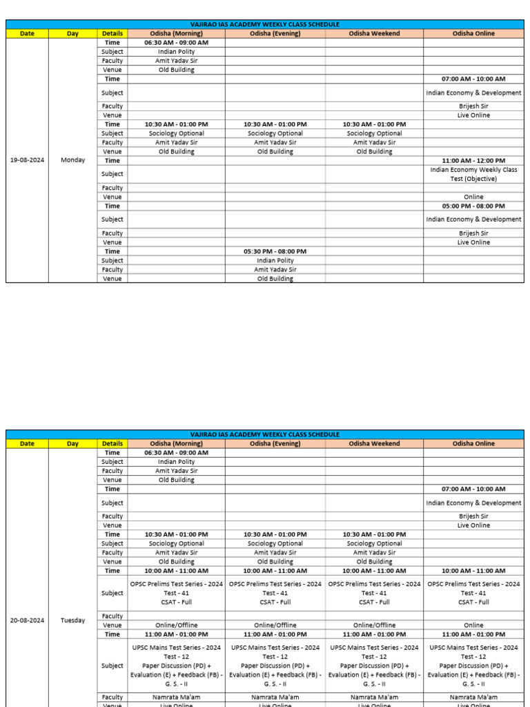 Odisha_IAS_Class_Schedule_19th_August_2024_25th_August_2024-1 | PDF