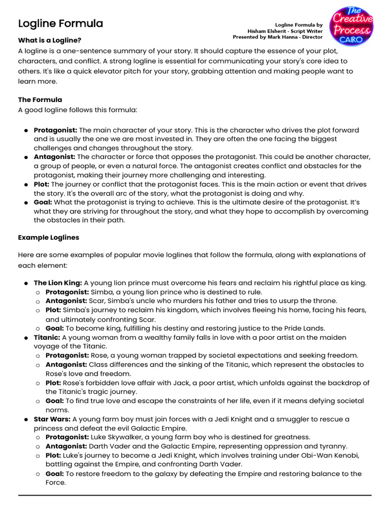 Logline Formula | PDF