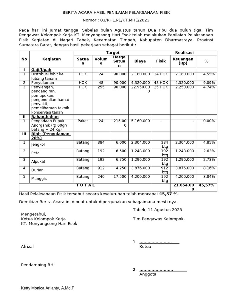 Format BA Penilaian | PDF