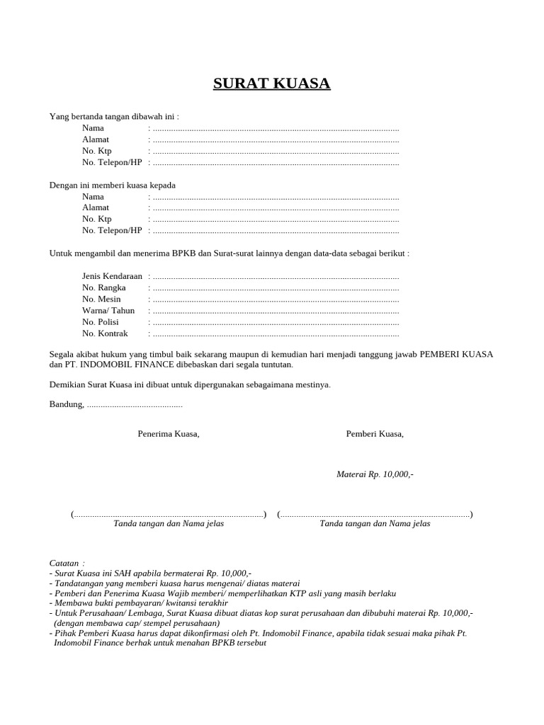 Format Surat Kuasa | PDF
