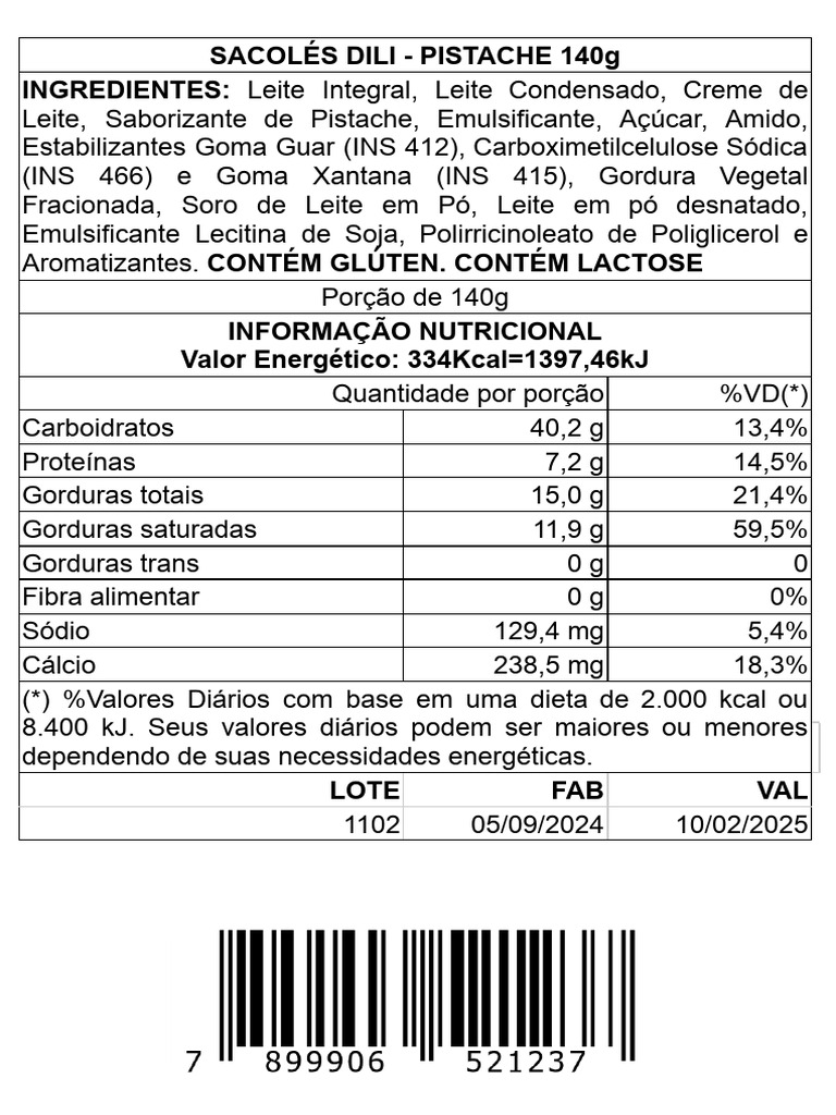 Tab Nutri - Pistache | PDF
