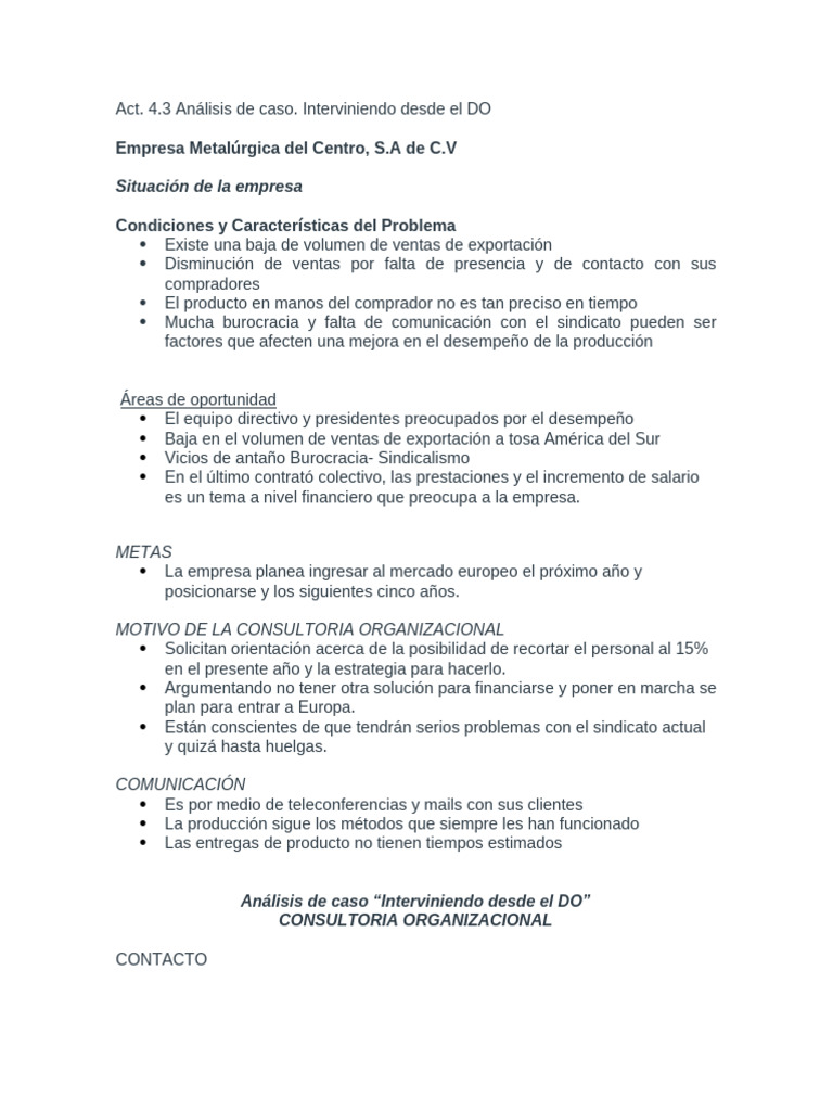 Act 4.3 Débora y Cesar Estudio de Caso | PDF | Business | Exportaciones