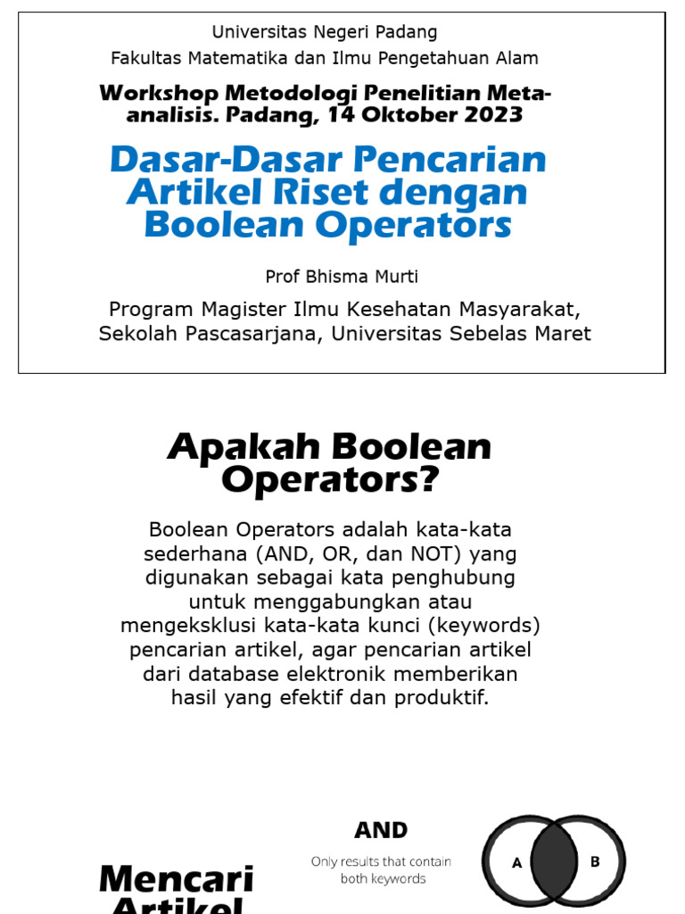 Boolean Operators - Prof Bhisma Murti - Padang 14 Oktober 2023 | PDF ...