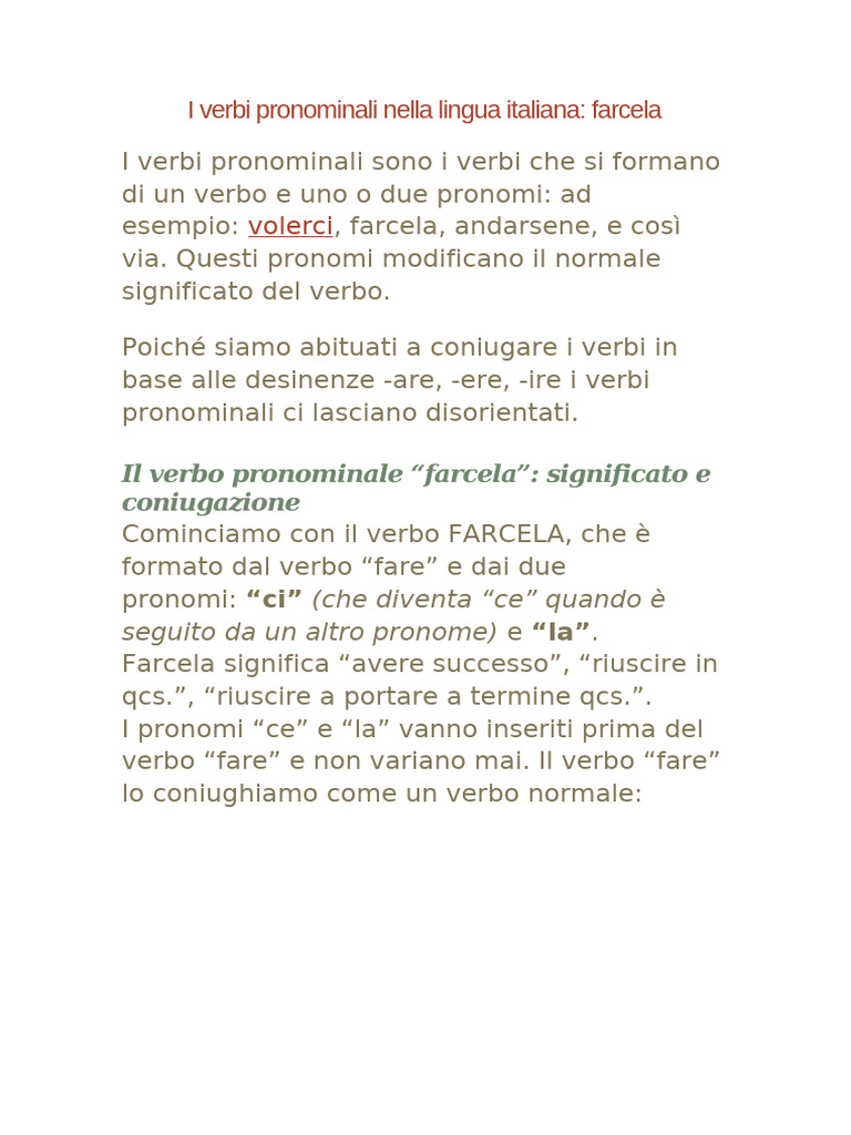Coniugazione dei verbi pronominali italiani | PDF