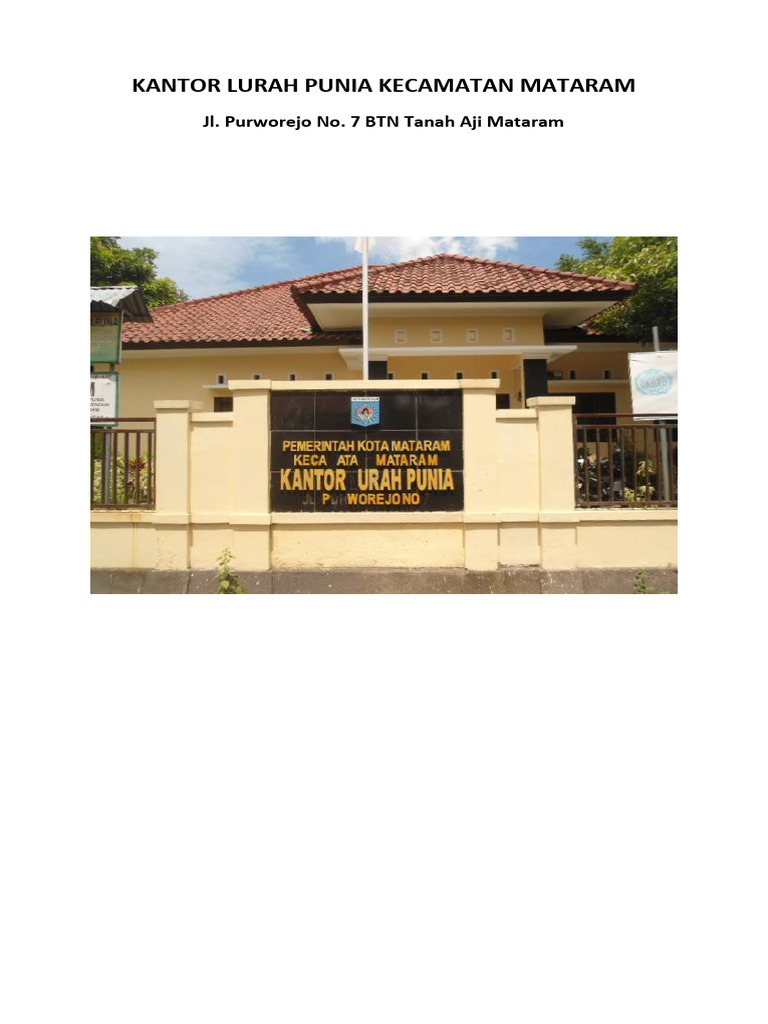 Profil Kelurahan Punia Tahun 2016 | PDF