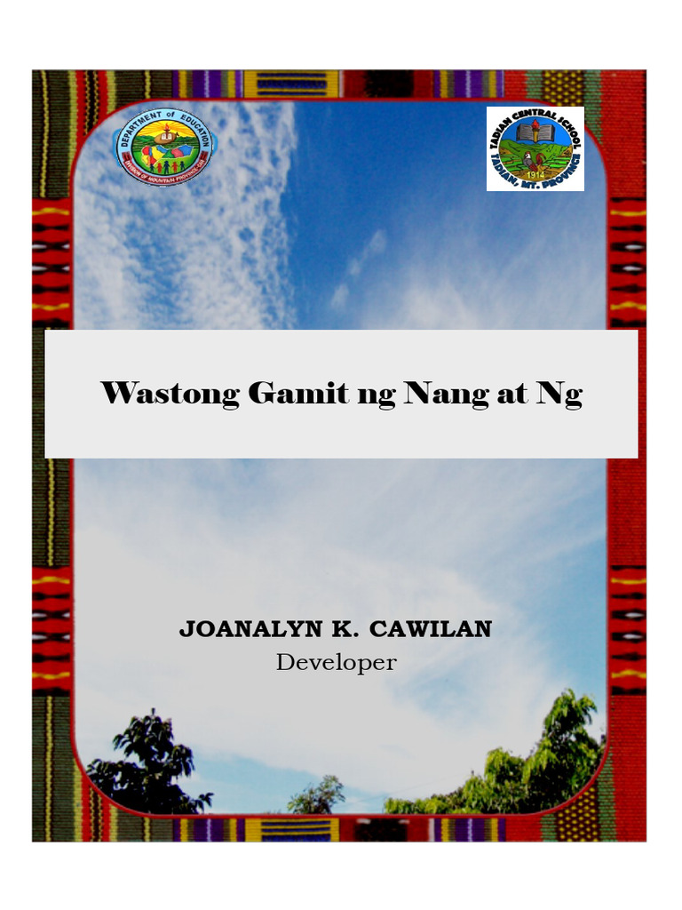 Passed 112-08-19 Mountain Province Wastong Gamit NG Nang at NG | PDF