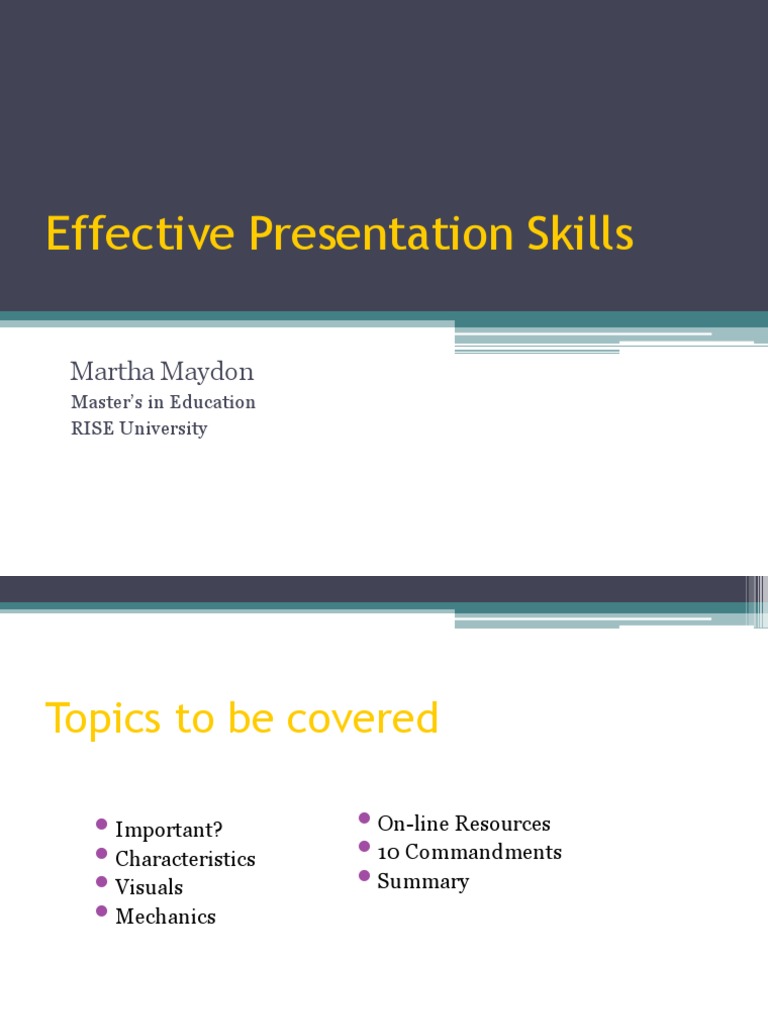 Delivering Effective Presentations - RISE University | PDF | Ten ...
