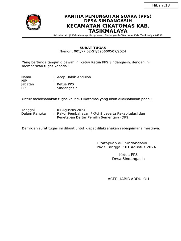 FORMAT DN.05.A Surat Tugas (1) | PDF