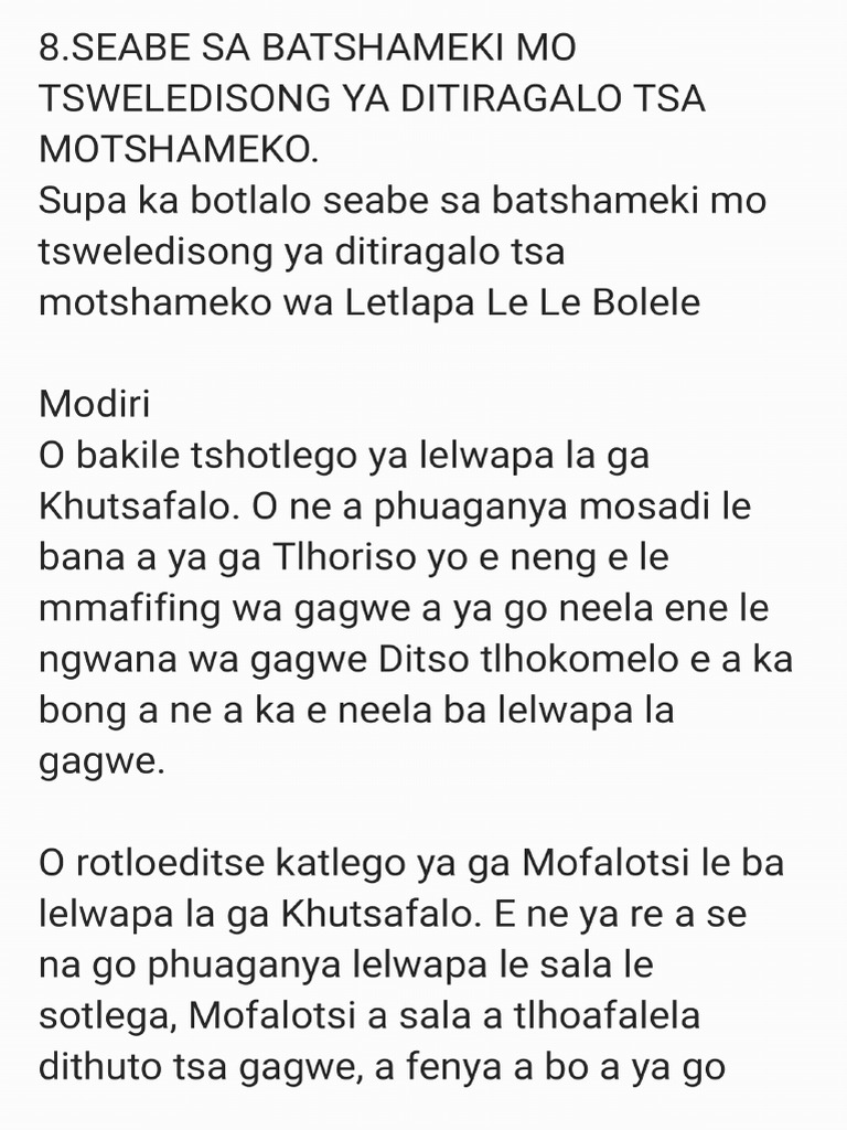 Seabe Sa Batshameki MODIRI | PDF