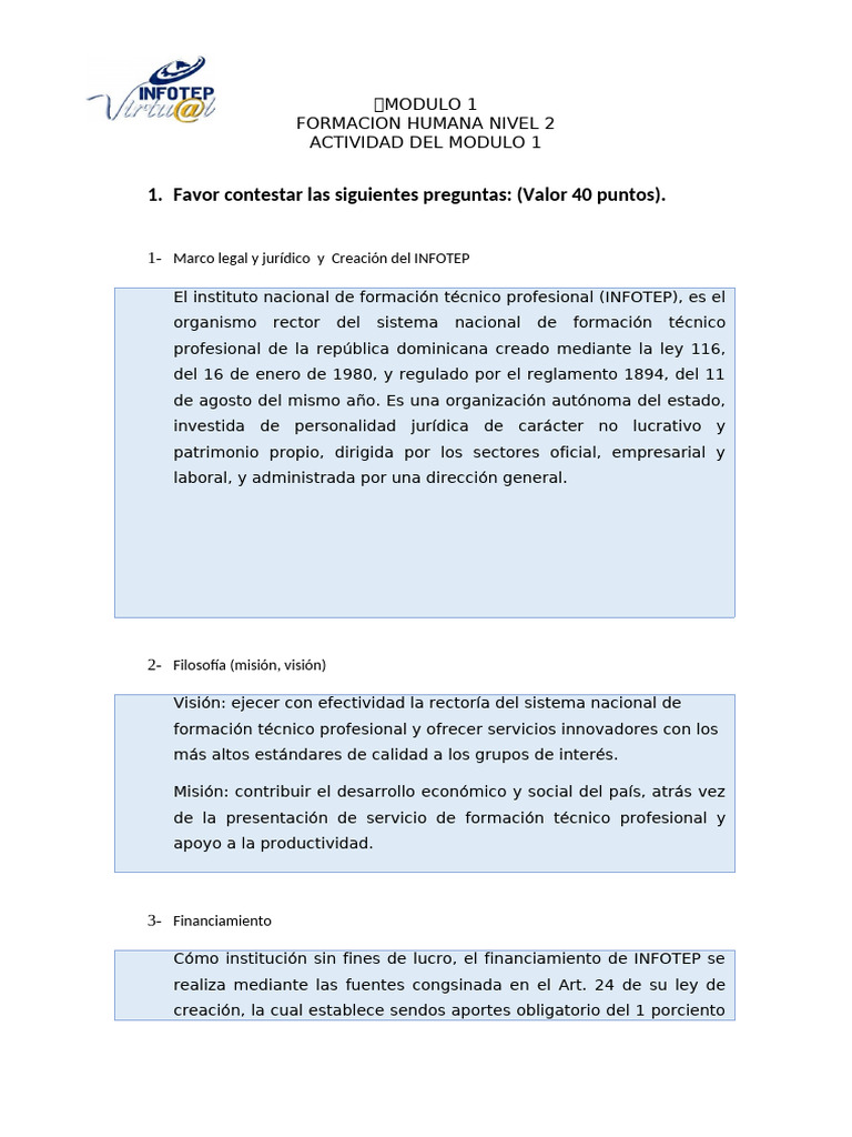 Actividad MODULO 1 CORREGIDA | PDF