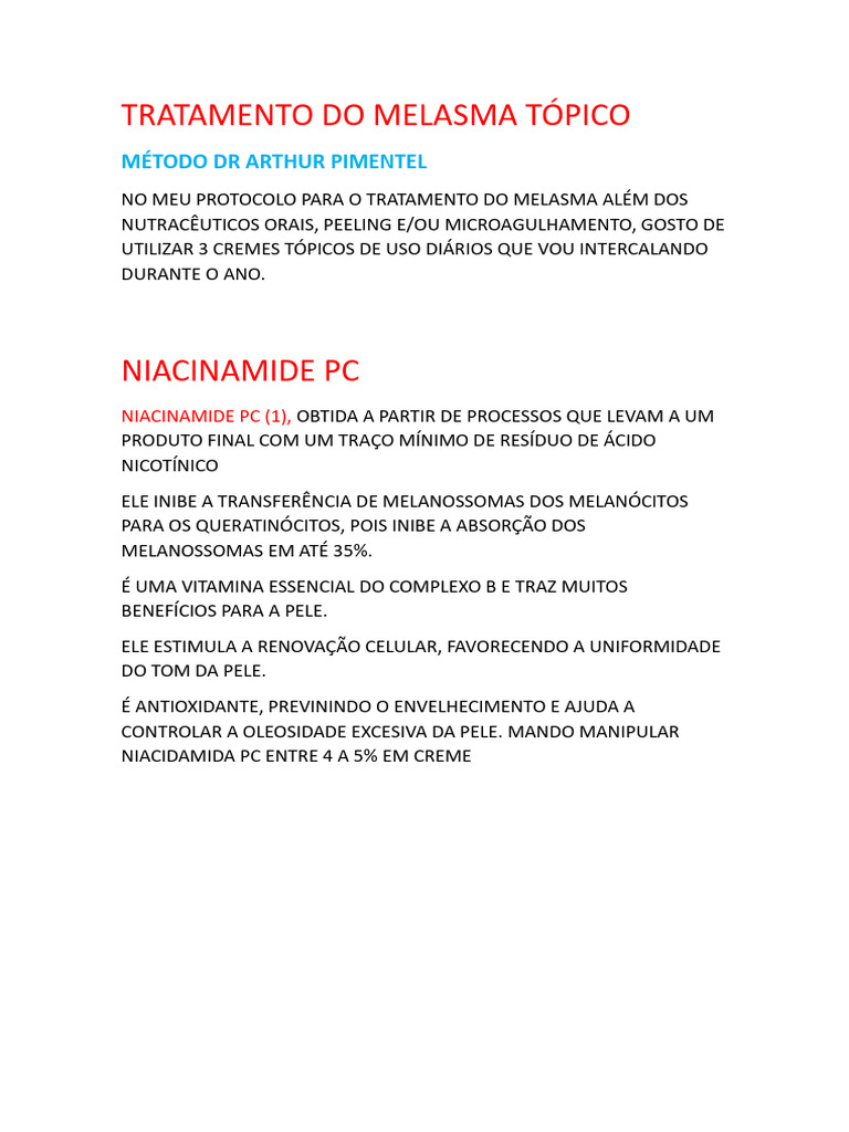 Tratamento Melasma Tópico | PDF