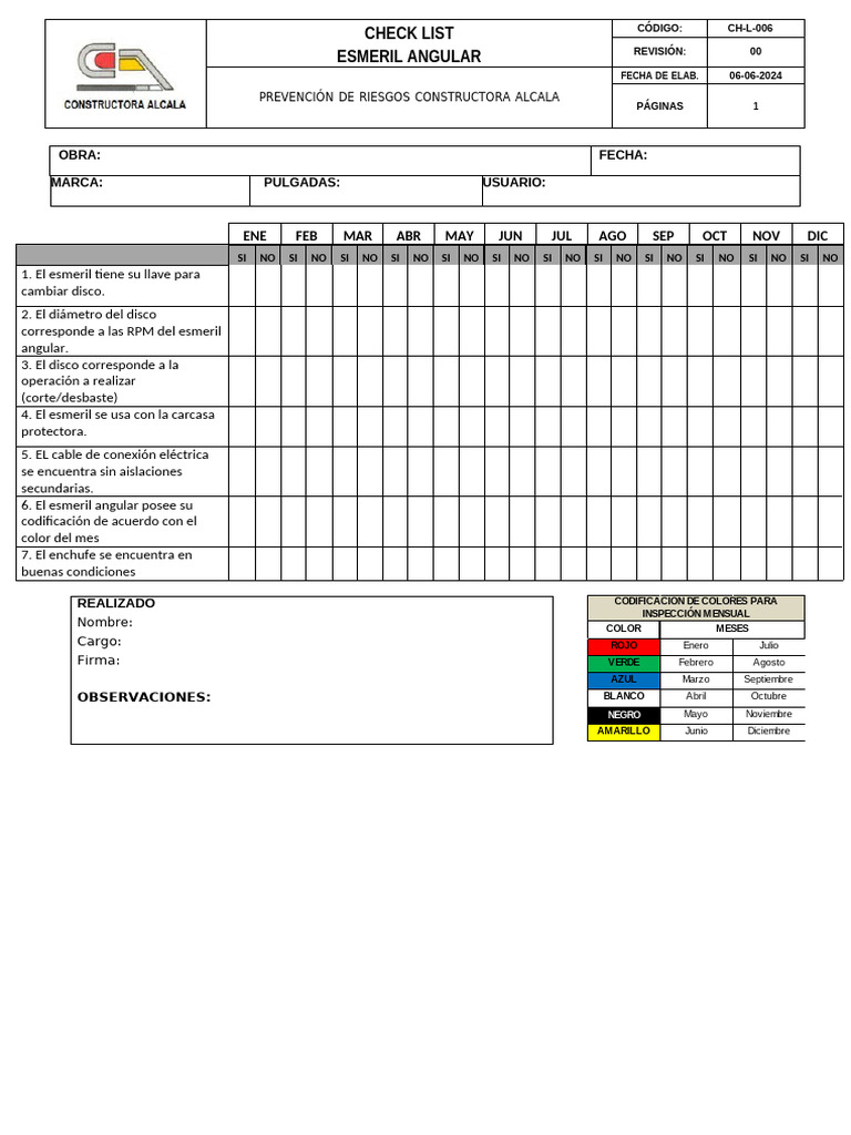 06 Check List Esmeril Angular | PDF