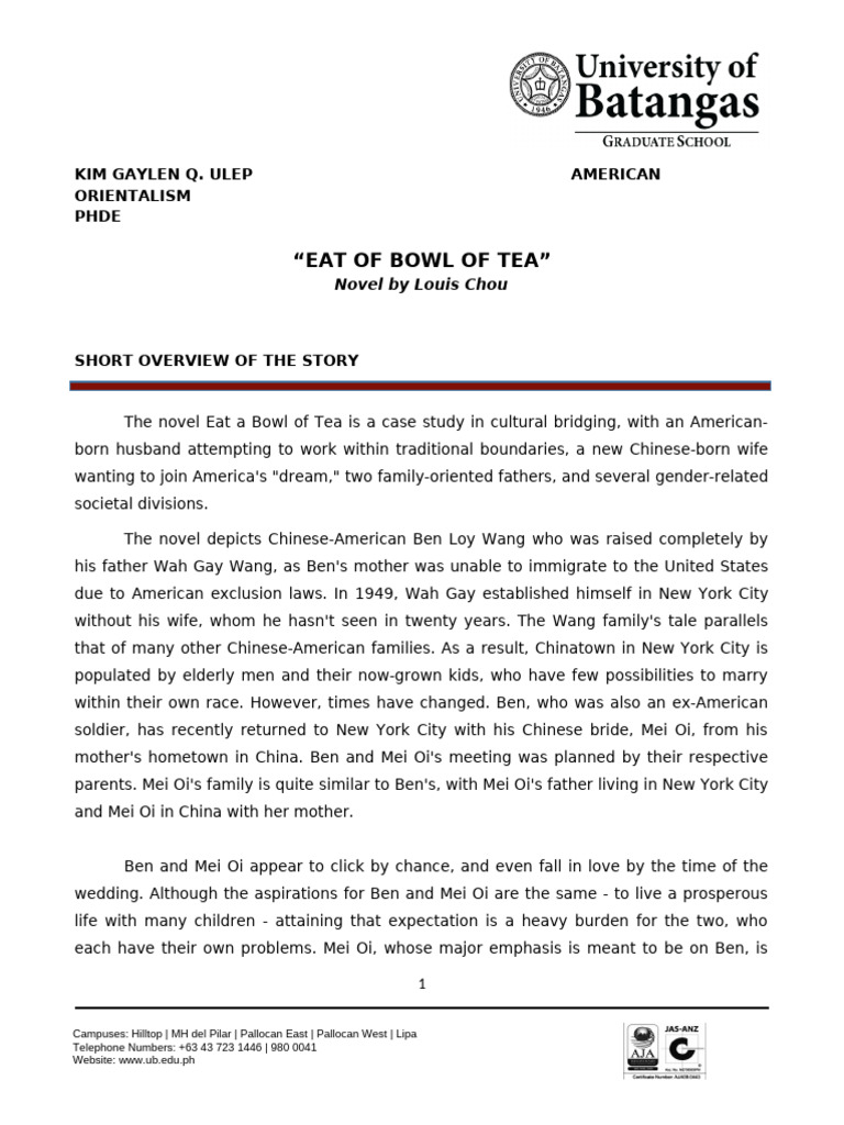 Eat A Bowl of Tea-Analysis | PDF