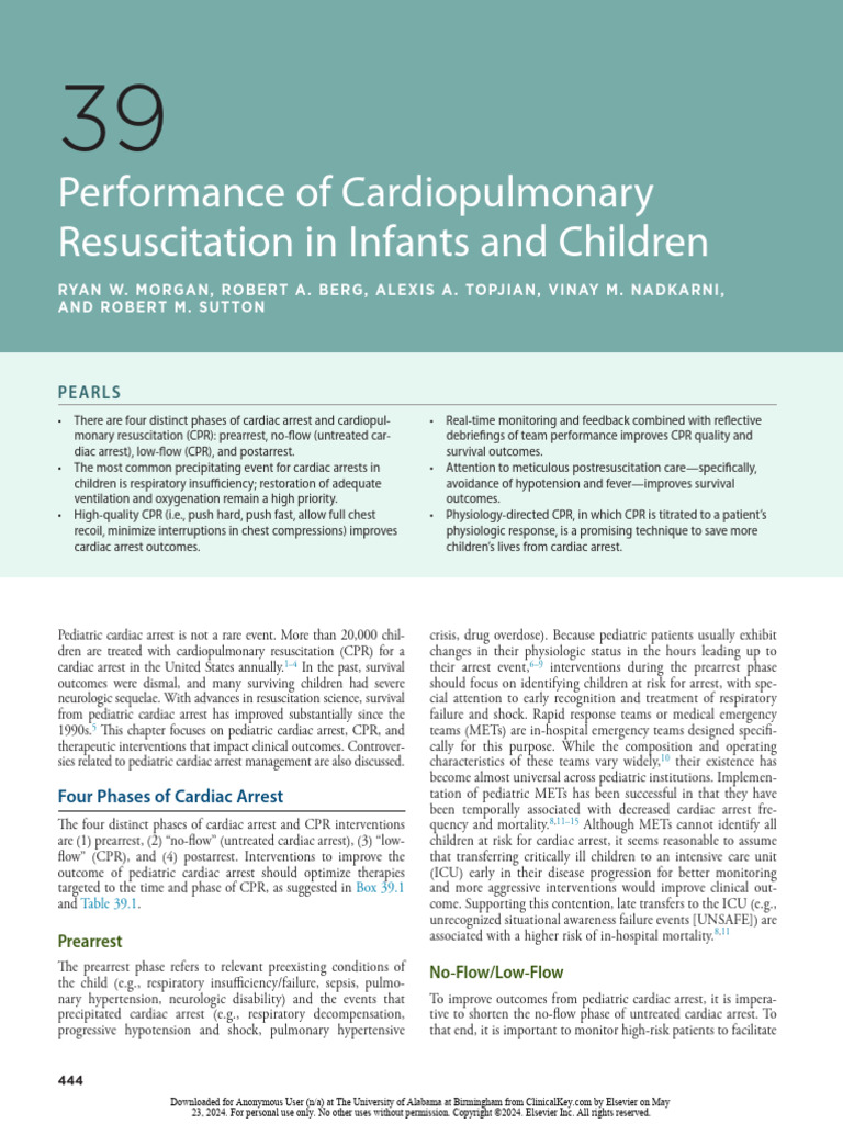 39 Performance of Cardiopulmonary Resuscitation in Infants and Children ...