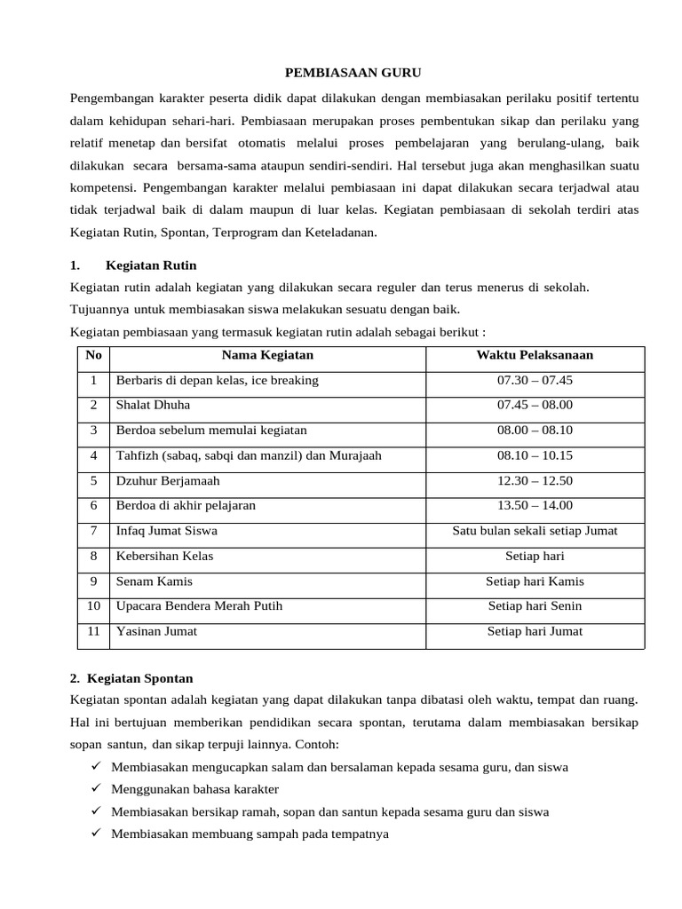 Contoh Buku Kerja - Pembiasaan Guru | PDF