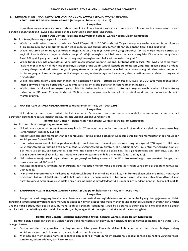 Rangkuman Tema 6 - 5 Muatan | PDF