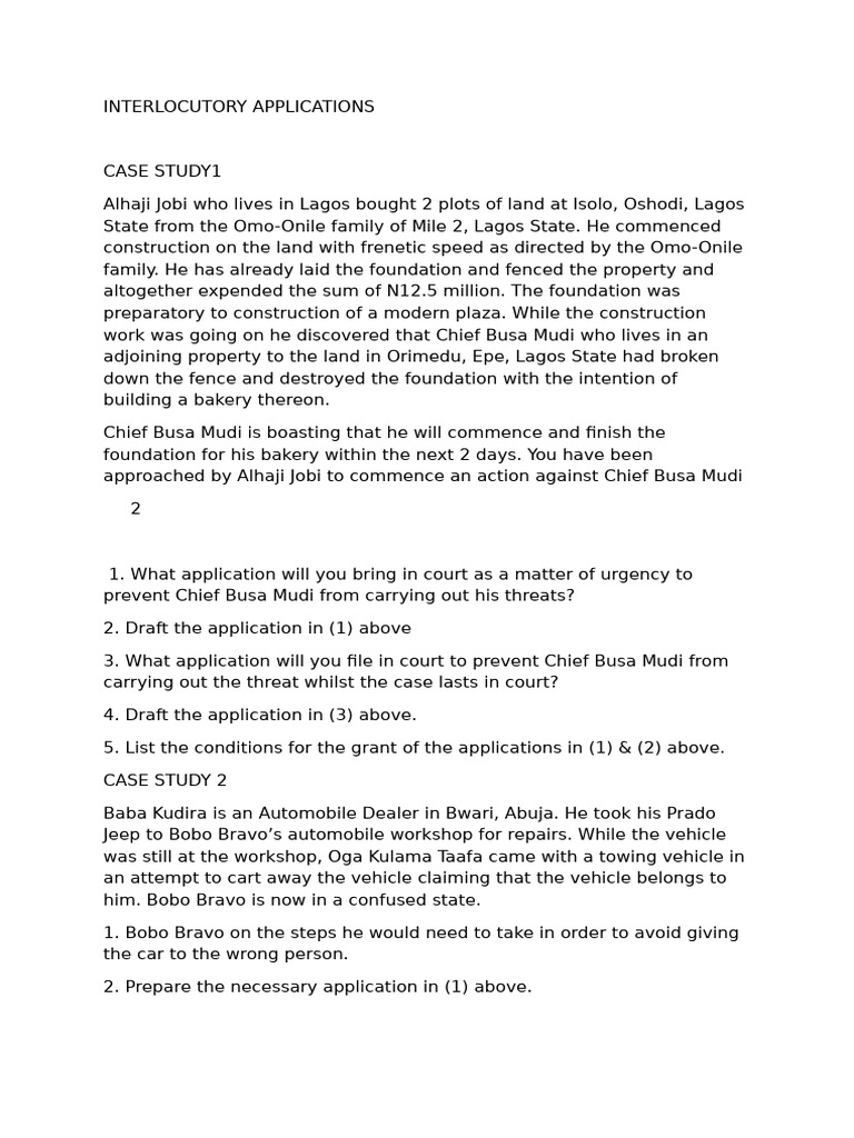 INTERLOCUTORY APPLICATIONS | PDF