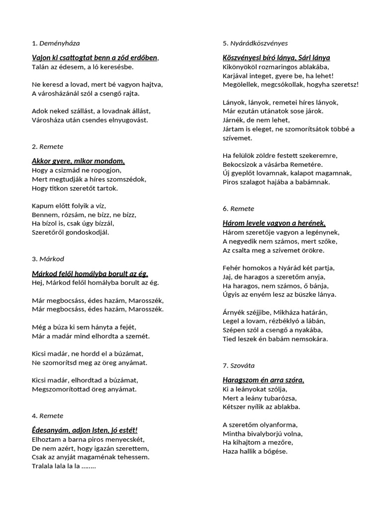 Nyaradmenti Enekek | PDF