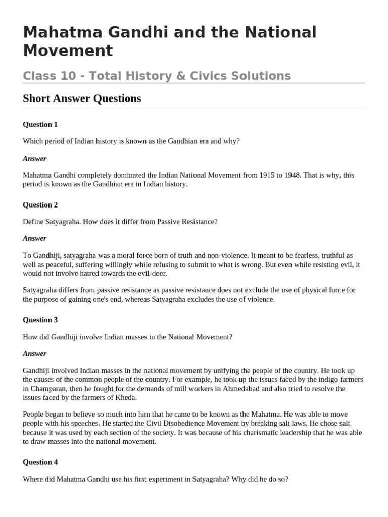 6 MAHATMA GANDHI & NATIONAL MOVEMENT | PDF
