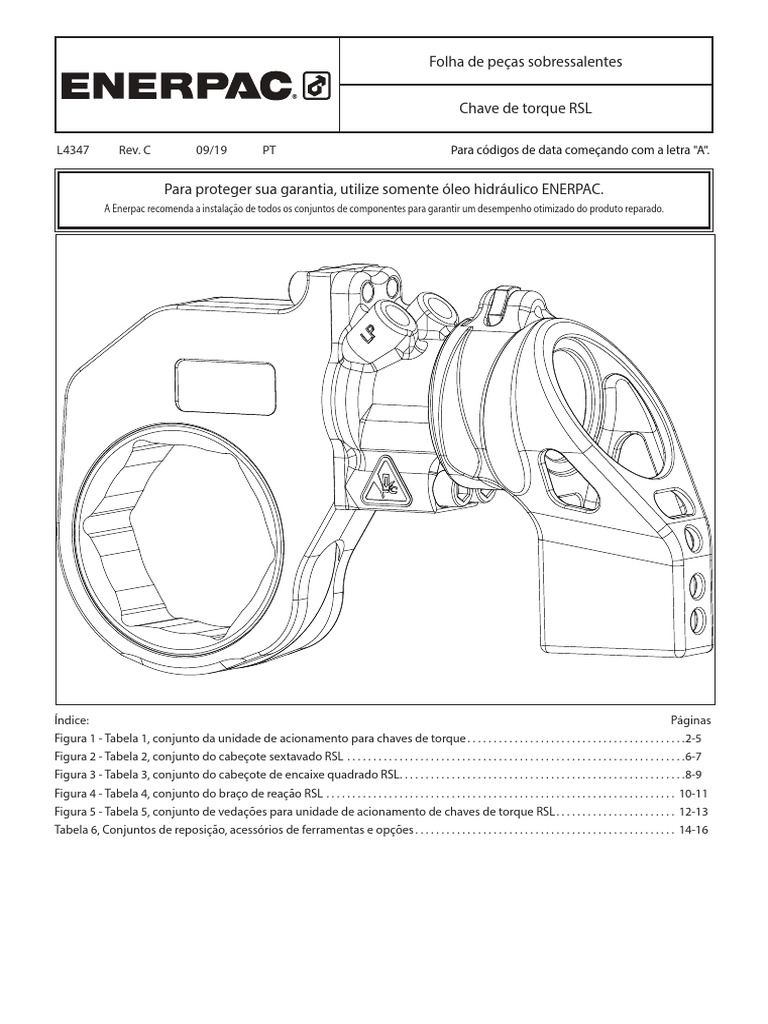 Peças Sobressalentes Chave de Torque RSL | PDF | Parafuso | Pistão