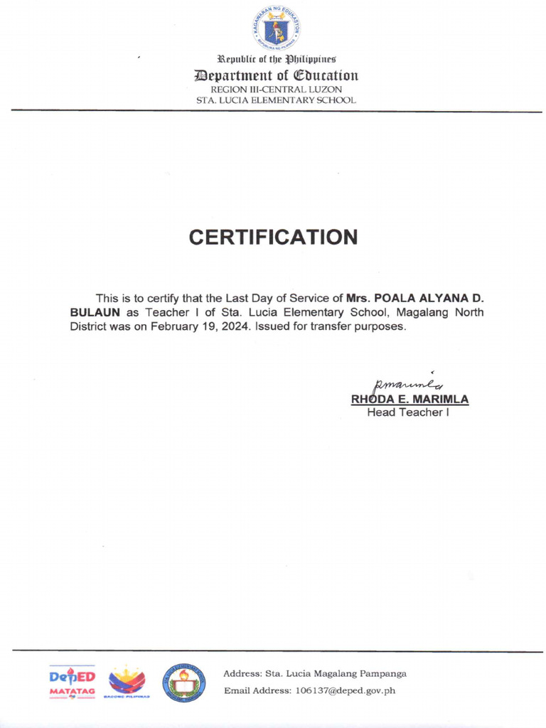 Poala - Last Day of Service | PDF