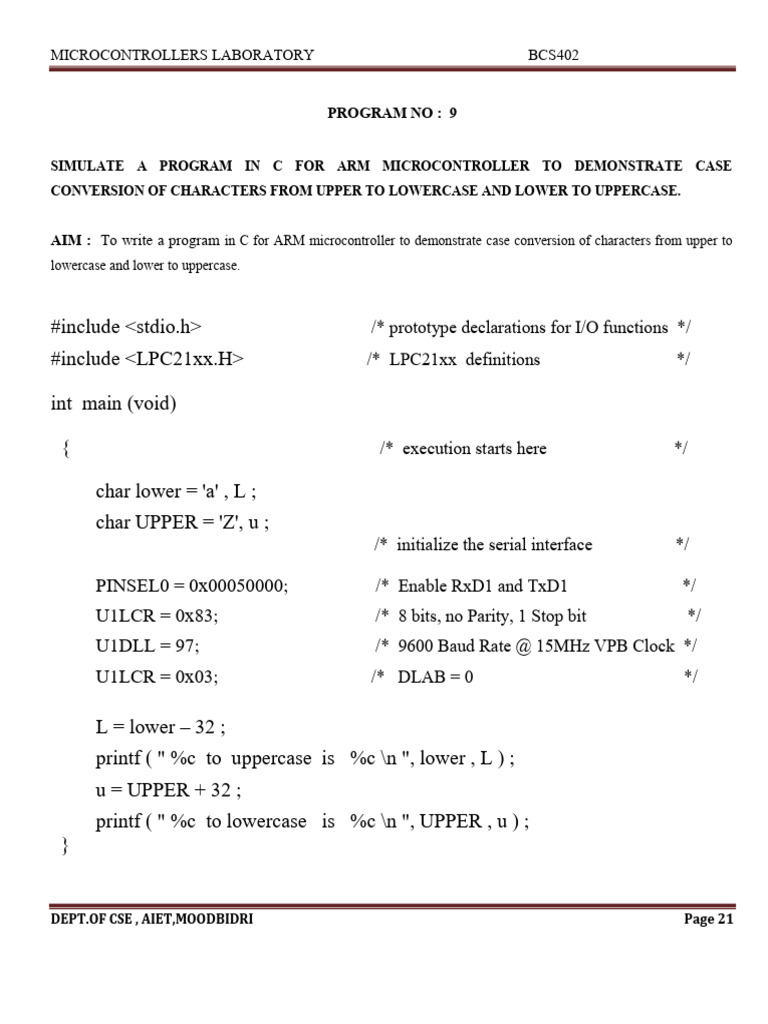 Microcontroller Exp 9 | PDF
