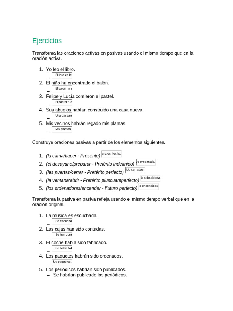 Ejercicios Voz Pasiva - 2 | PDF