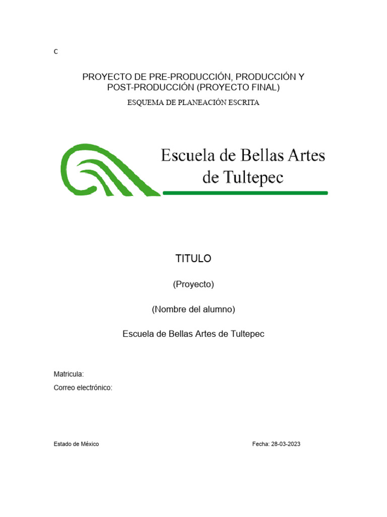 Esquema de Planeaci-N Escrita (Post Producci-N) - 100757 | PDF