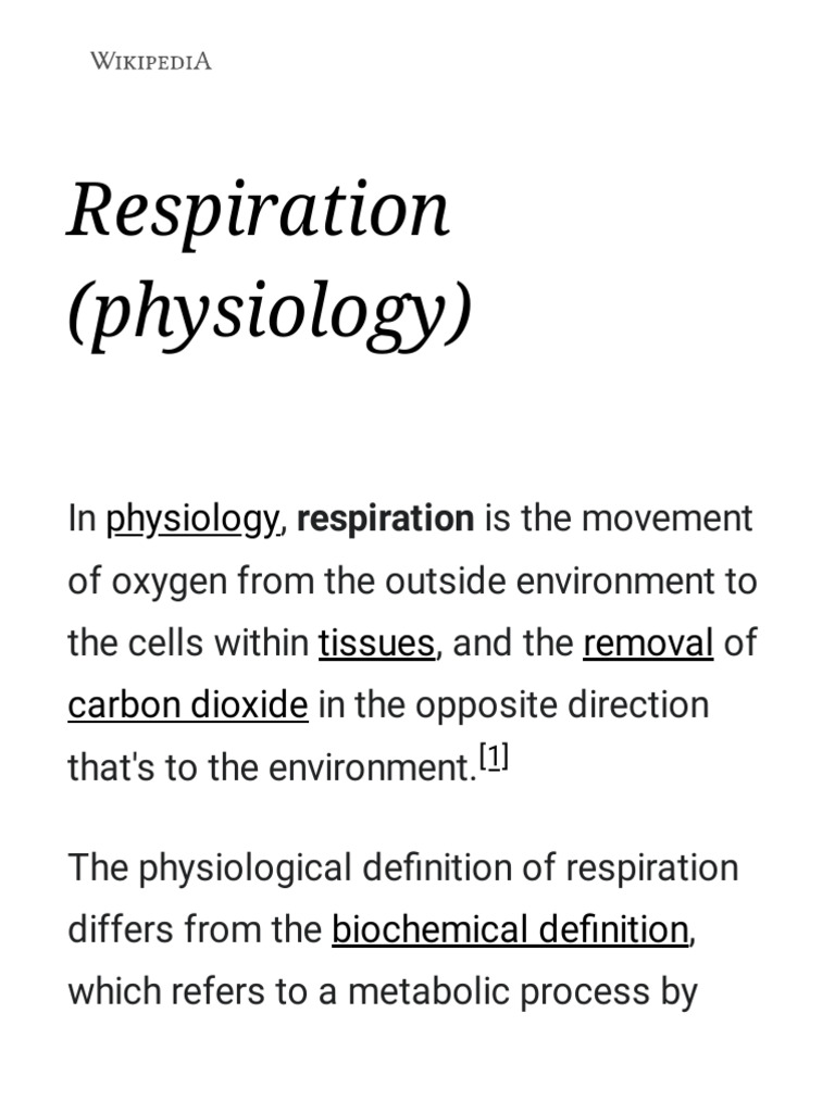 Respiration (Physiology) - Wikipedia | PDF