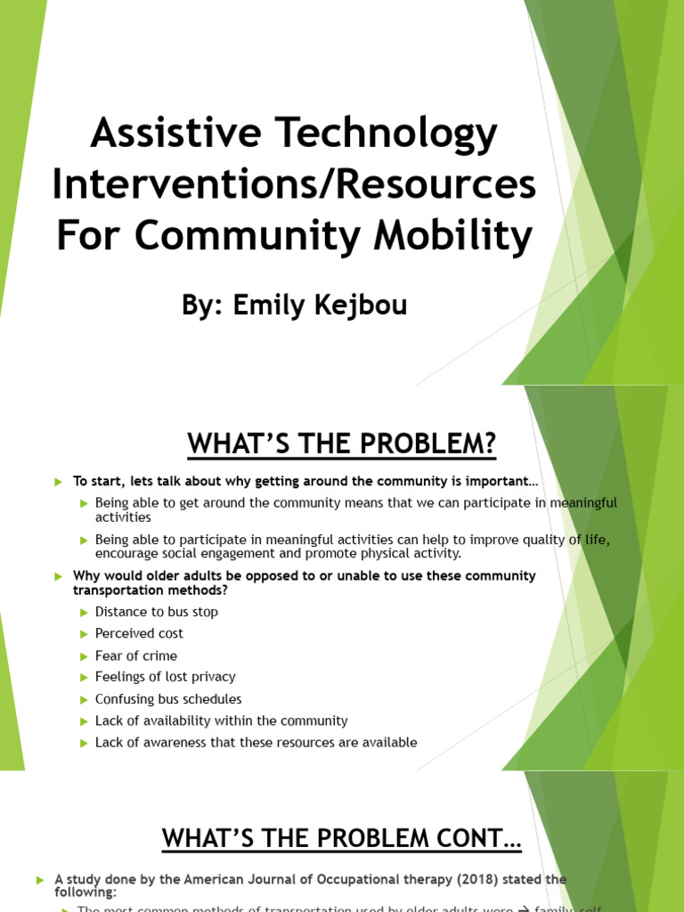 Mobility - Assistive Technology Interventions For Community Mobility | PDF