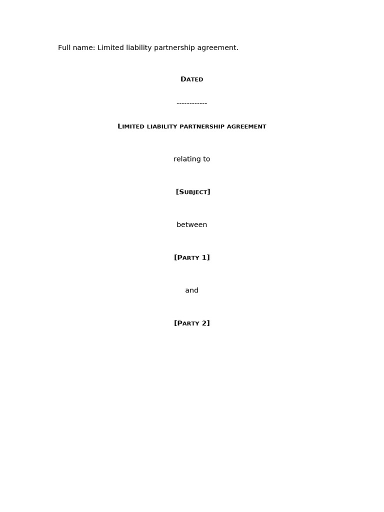 Limited Liability Partnership Agreement | PDF