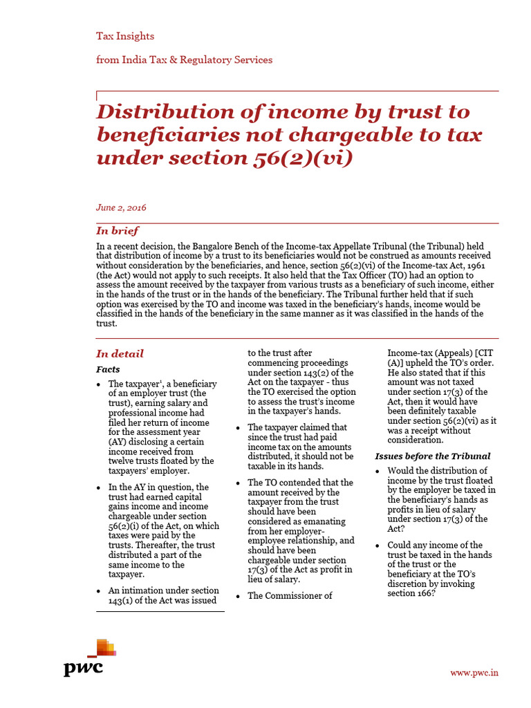 Distribution of Income by Trust | PDF