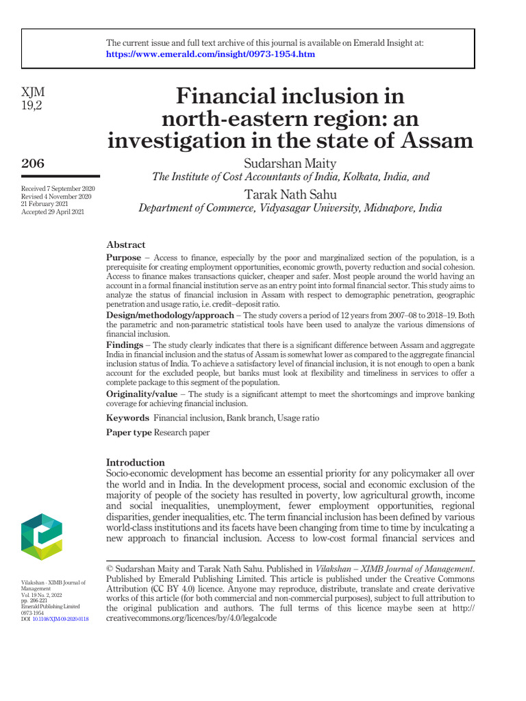 Financial Inclusion in Assam | PDF