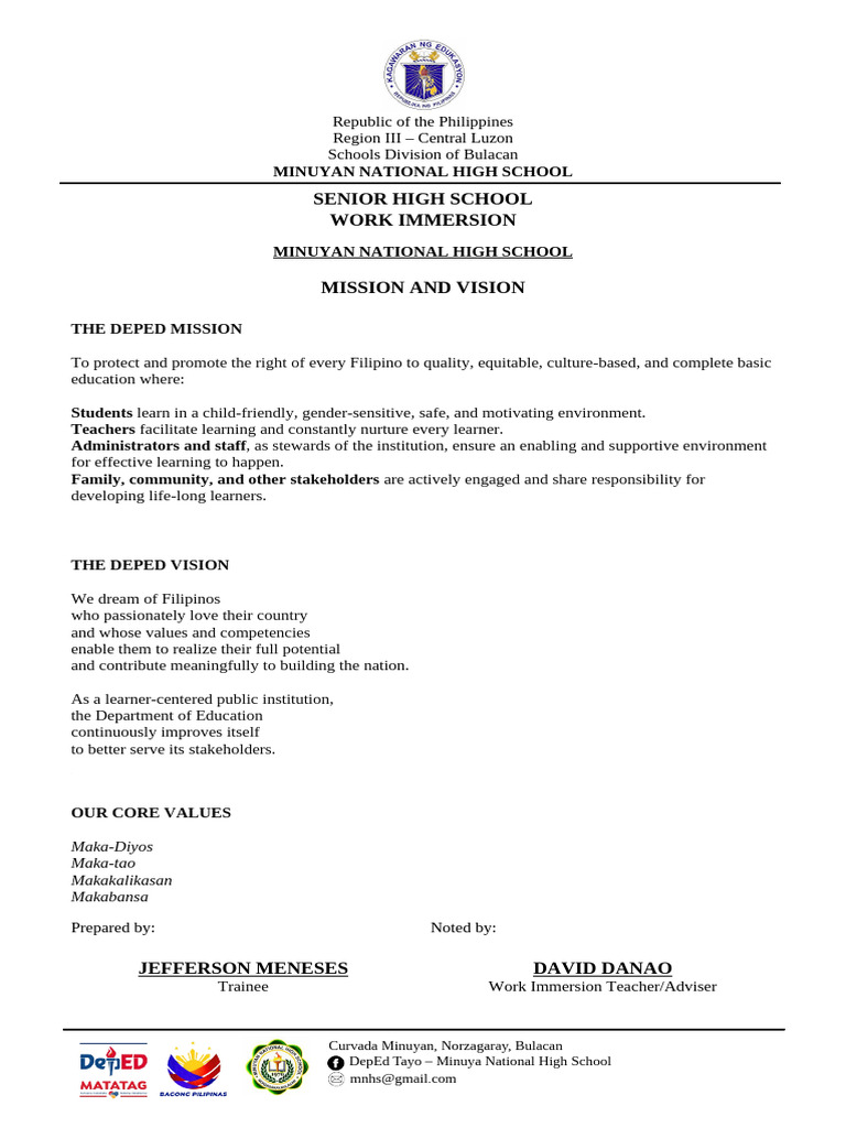 Mission and Vision | PDF