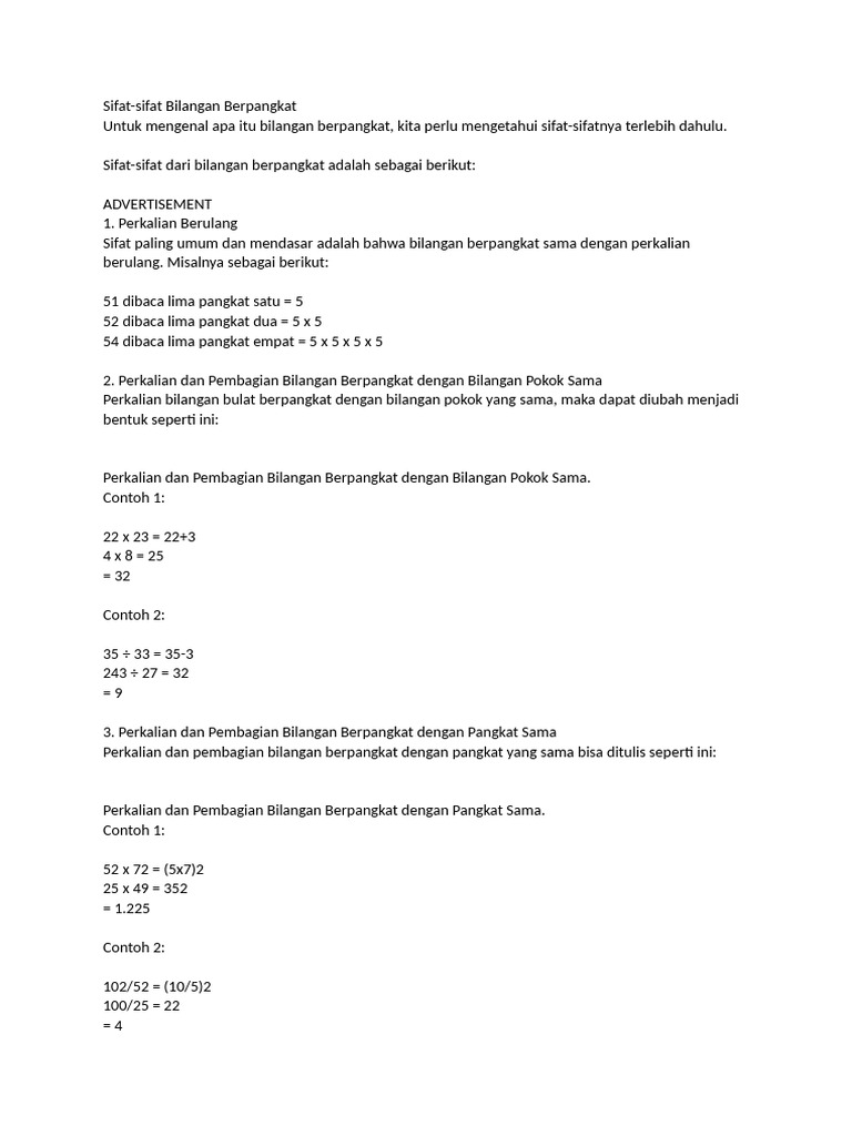 Sifat Perpangkatan | PDF