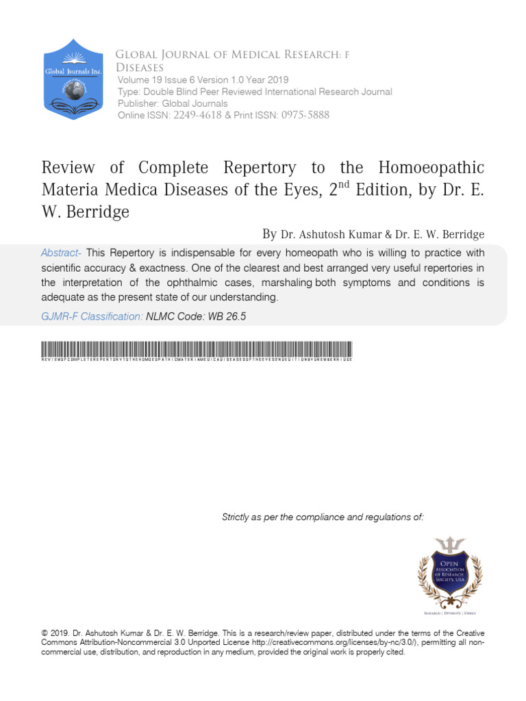 Review of Complete Repertory to the Homoeopathic M | PDF