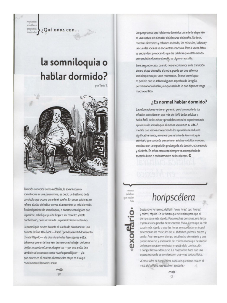 RD7 - Texto La Somniloquia o Hablar Dormido - 111709 | PDF