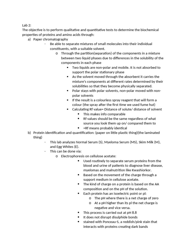 Lab Quiz Notes | PDF
